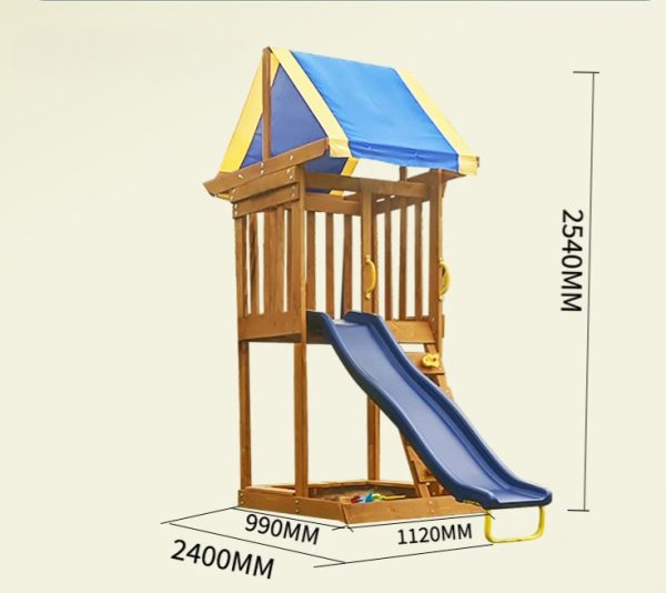 Compact Wooden Play Tower with Slide for Kids Outdoor Playhouse ...