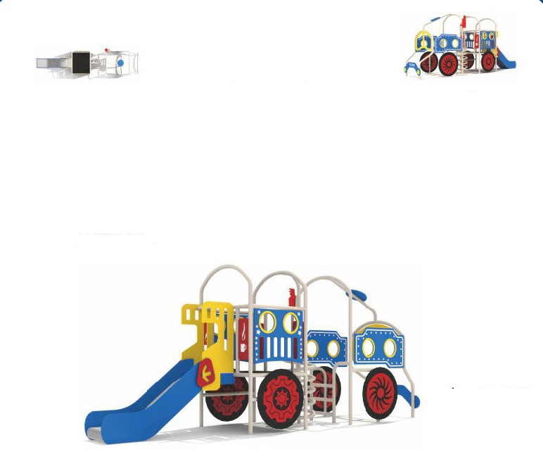 Train-Themed PE Playground Set with Slide & Activity Panels Train ...