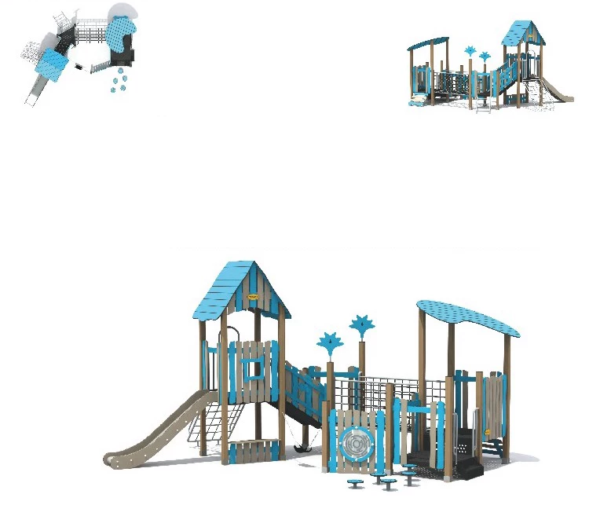 Multi-Level Outdoor Play Set with Slide & Activity Panels - outdoor ...